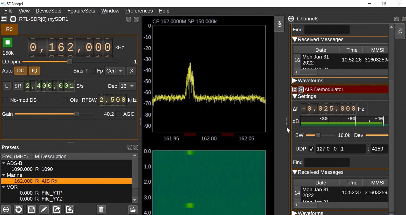RTL-SDR for AIS on SDRangel & OpenCPN – Telecommunications, Navigation ...